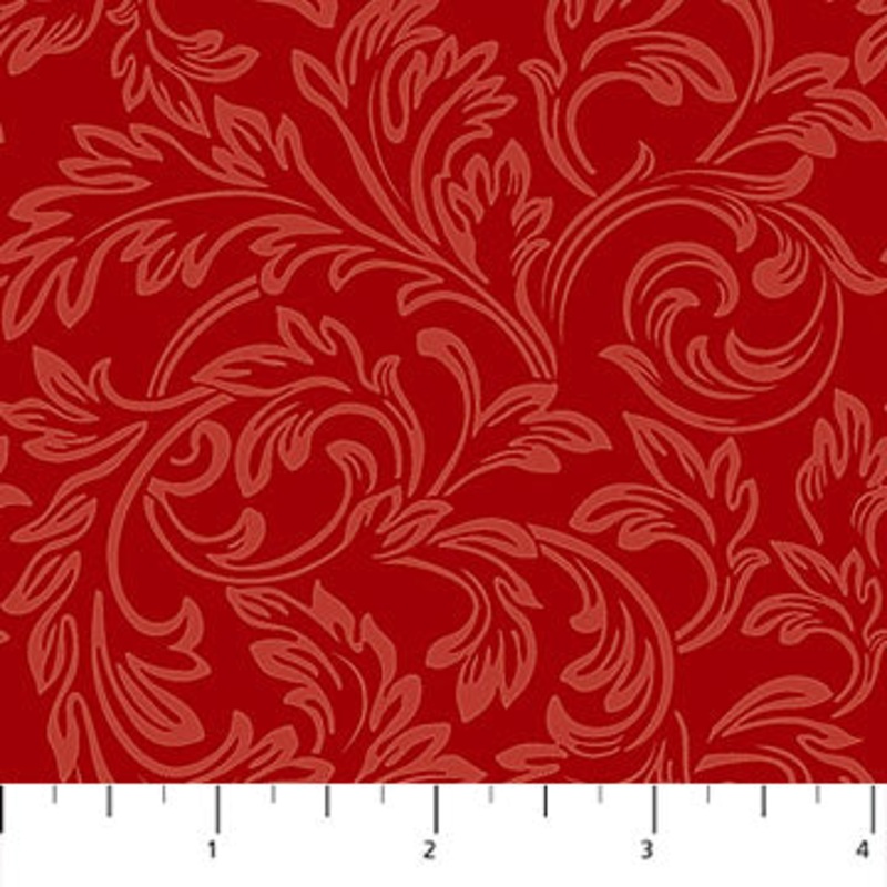 Yuletide Traditions Scroll Red Deborah Edwards Northcott Cotton Fabric ...