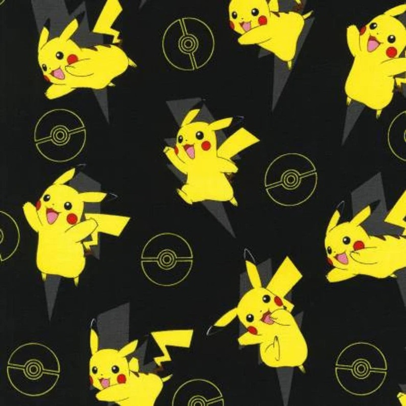Pokemon Pikachu Black Robert Kaufman Cotton Fabric 1 - Colorful ...