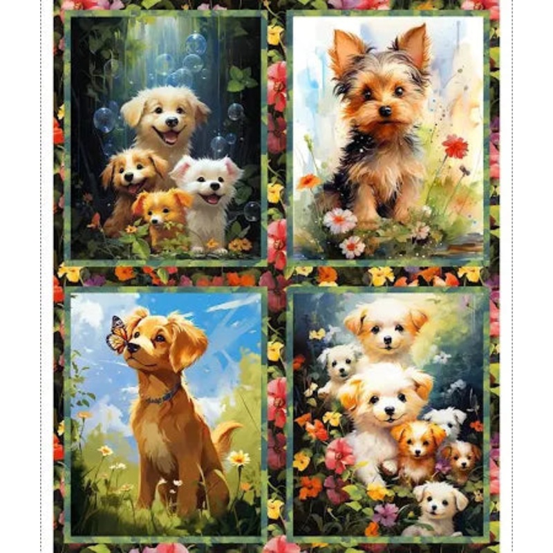 Fur Ever Friends Panel - Colorful Quilting Fabric, Precut Fabric, and ...