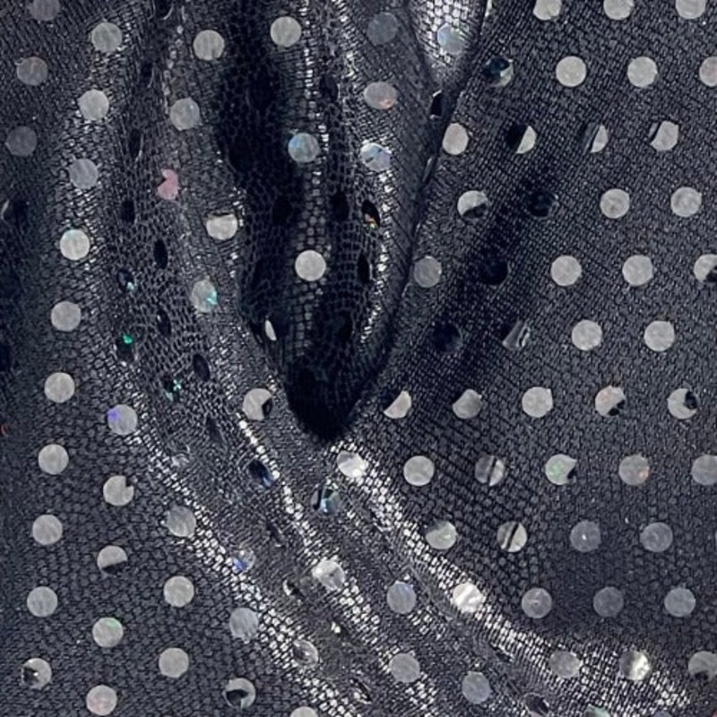 Black | Pointelle Sequin Mesh - Colorful Quilting Fabric, Precut Fabric ...