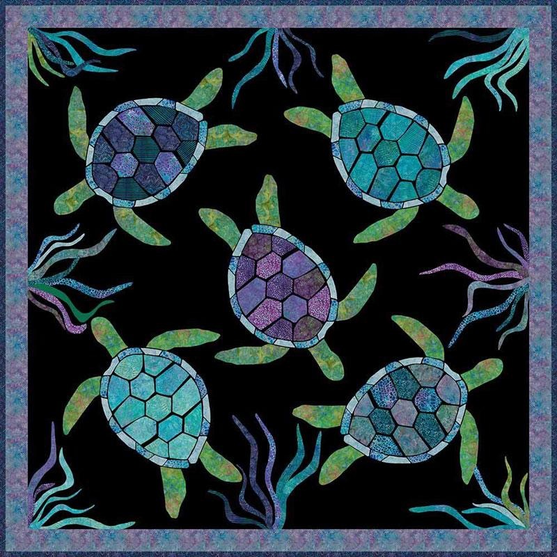 Ocean Mandala Turtle Quilt Kit - Colorful Quilting Fabric, Precut ...